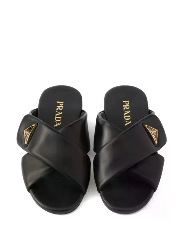 Prada Padded Nappa Leather Slides - Black