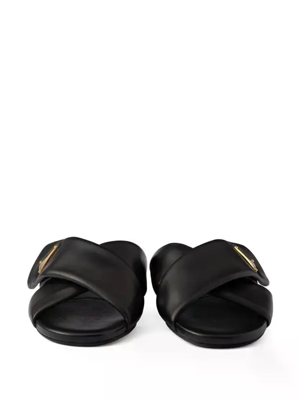 Prada Padded Nappa Leather Slides - Black
