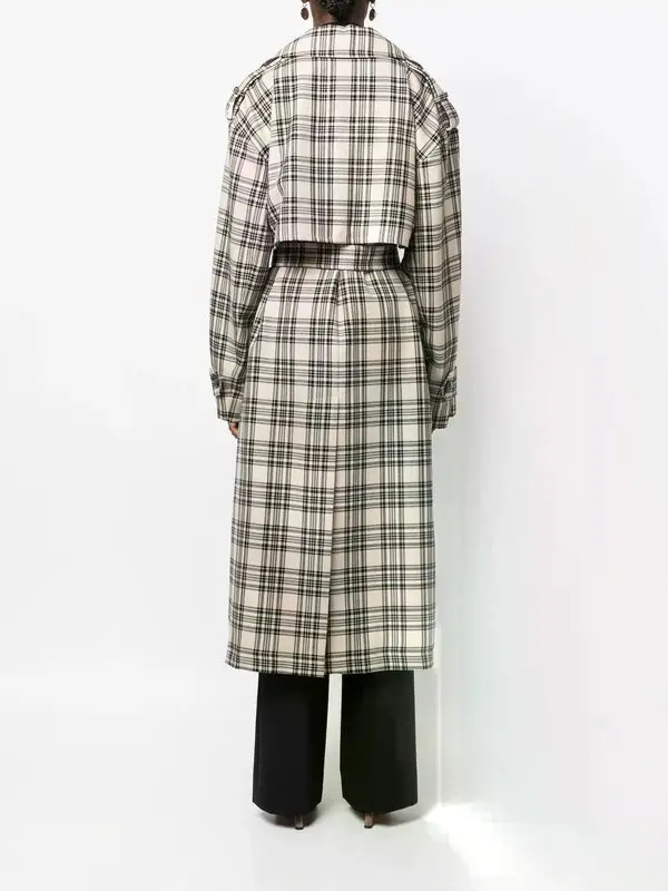 Sportmax Check-pattern Virgin Wool Belted Coat