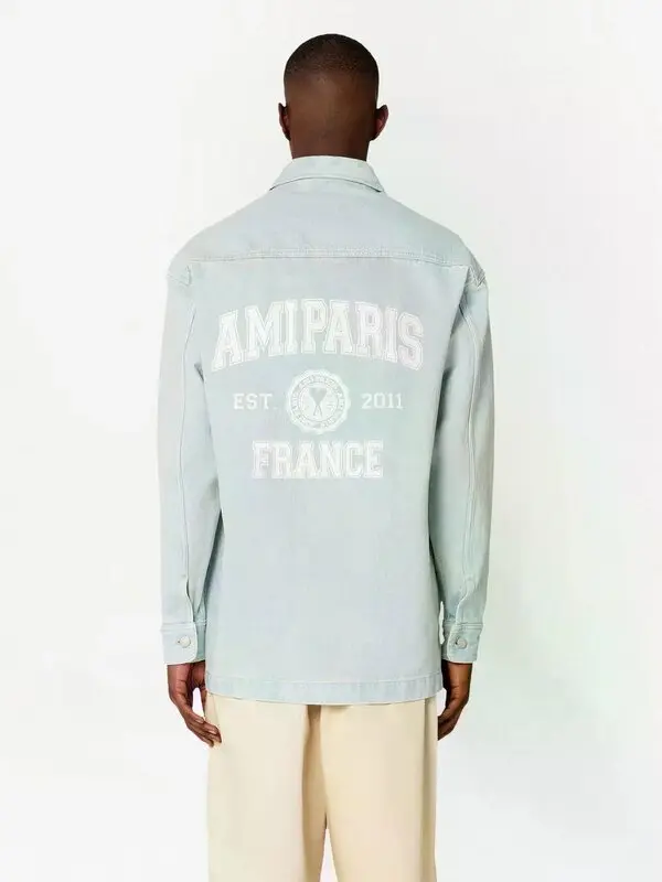 AMI Paris Logo-print Denim Overshirt