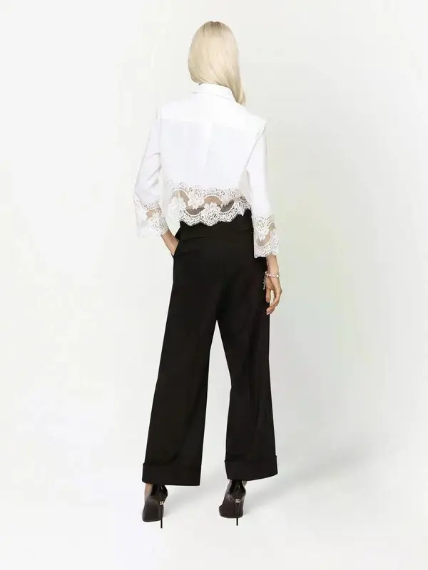 Dolce & Gabbana Lace-insert Crop Poplin Shirt