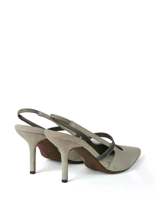 Brunello Cucinelli 80mm Slingback Suede Pumps