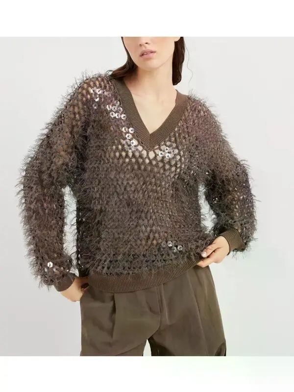 Brunello Cucinelli Brushed V-neck Sweater