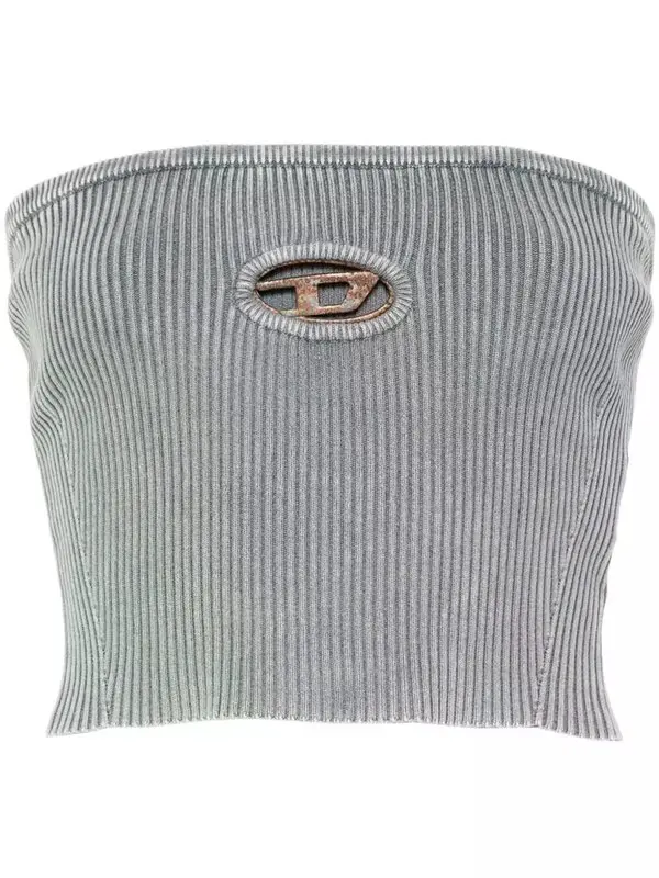 DIESEL® Ribbed Bandeau With Oval D Logo Plaque - Grey