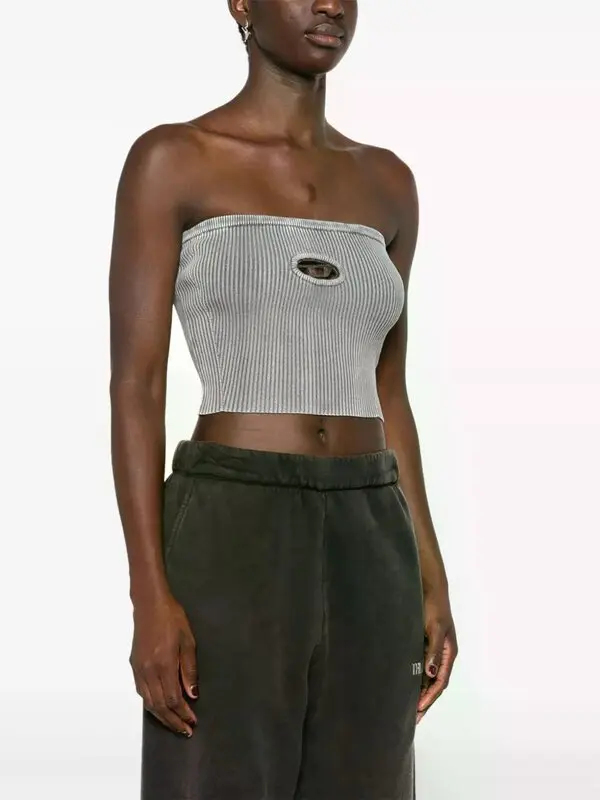 DIESEL® Ribbed Bandeau With Oval D Logo Plaque - Grey