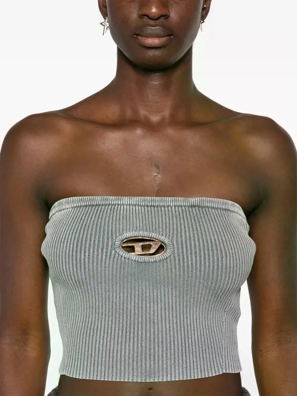 DIESEL® Ribbed Bandeau With Oval D Logo Plaque - Grey