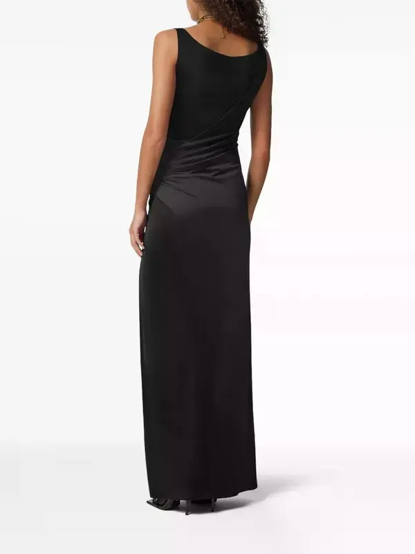 Versace Gathered Gown With Safety Pin Detail - Black