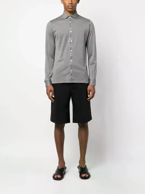 Fedeli Long-sleeved Cotton Shirt - Grey
