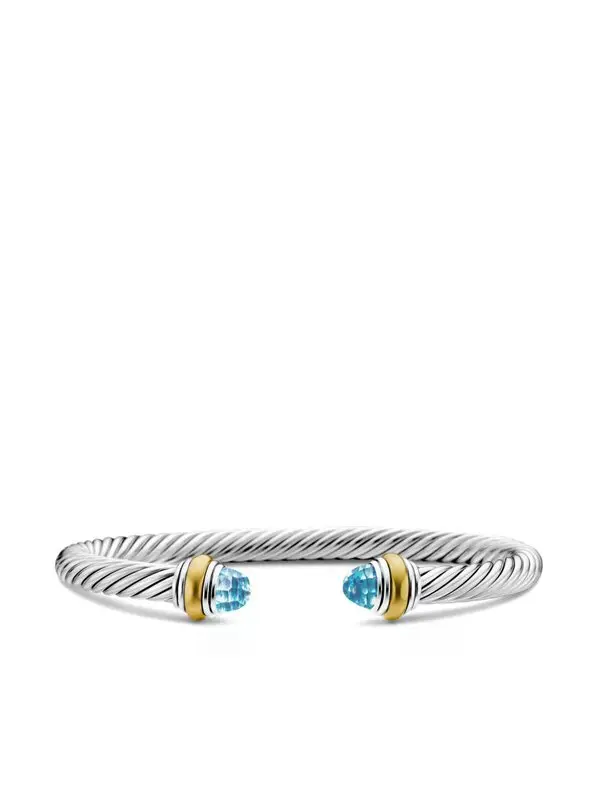 David Yurman 14kt Yellow Gold And Sterling Classic Cable Bracelet - Silver