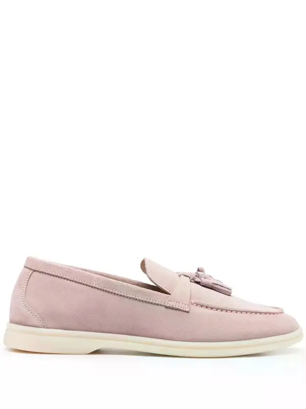 SCAROSSO Tassel Detail Suede Loafers - Pink