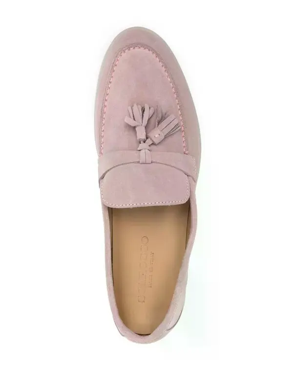 SCAROSSO Tassel Detail Suede Loafers - Pink