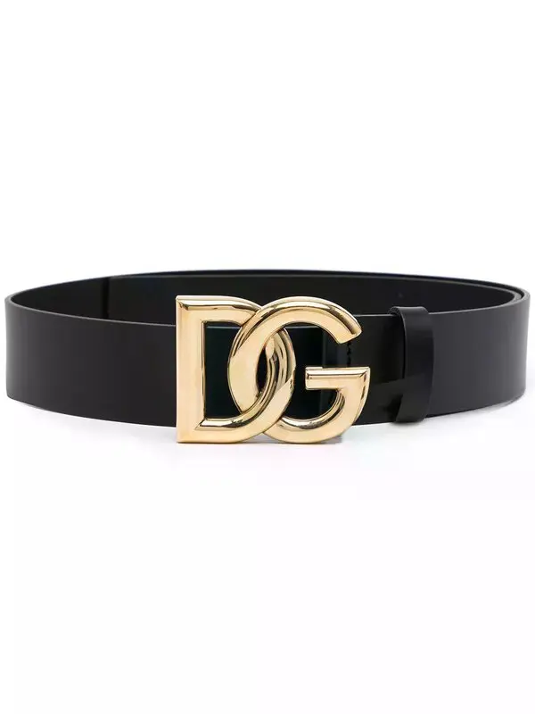 Dolce & Gabbana Logo-plaque Leather Belt - Black
