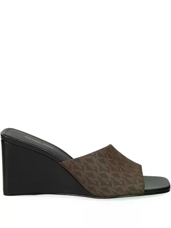 Michael Kors Monogram Print Wedge Sandals