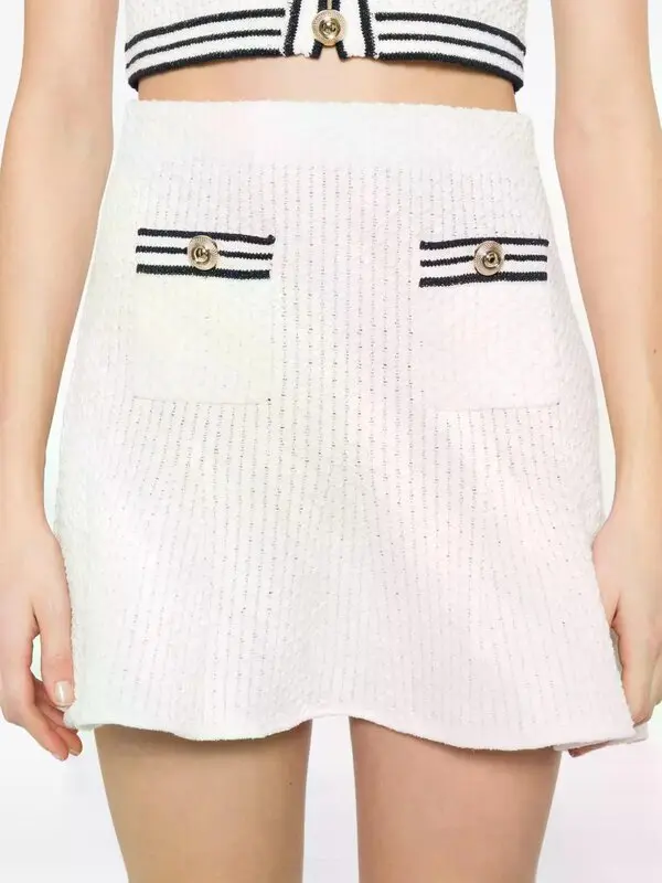 SELF-PORTRAIT Textured Knitted Mini Skirt