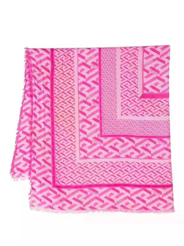 Versace All-over Monogram-print Scarf - Pink