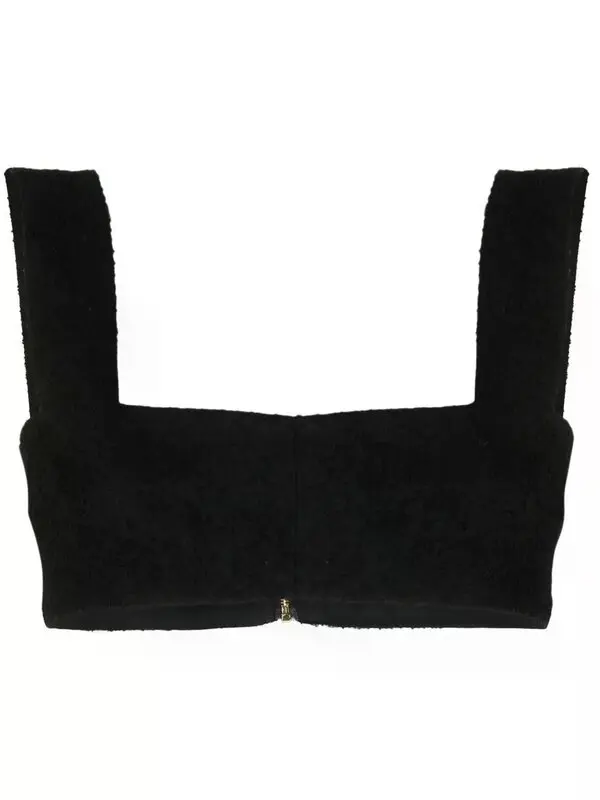 PATOU Square-neck Tweed Crop Top