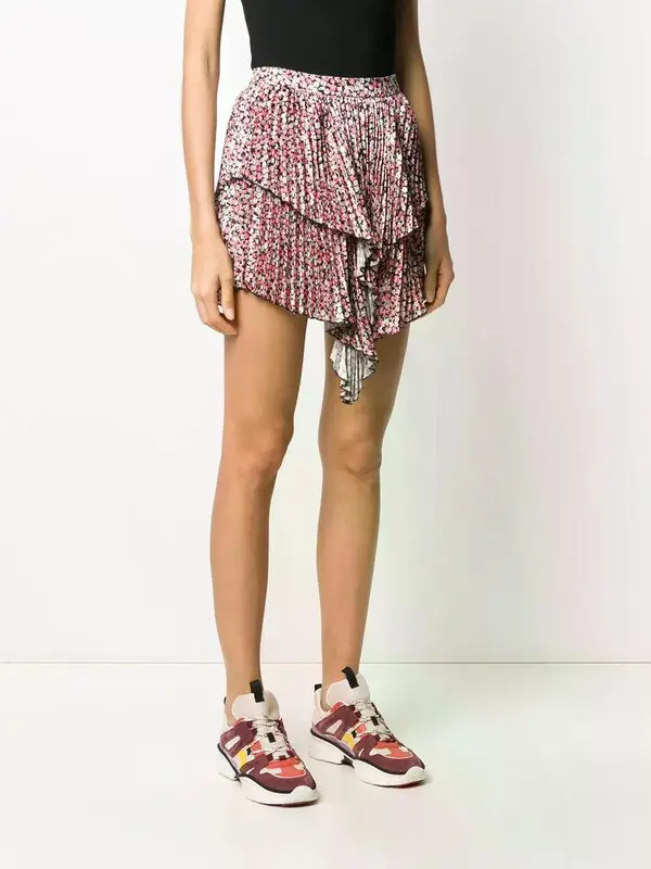 Wandering Floral Waterfall Hem Asymmetric Mini Skirt