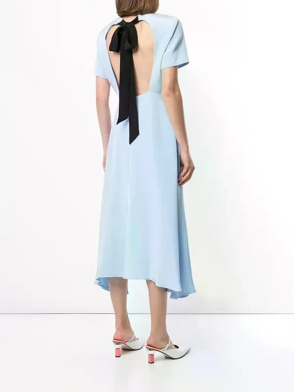 MACGRAW Tie Back Midi Dress - Blue
