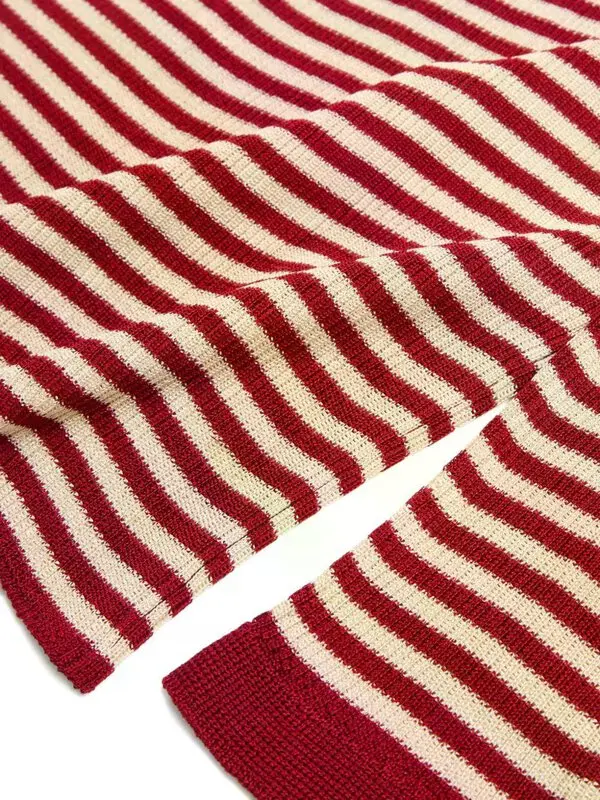 Valentino Garavani Striped Silk Crew Neck Long Sleeve Top