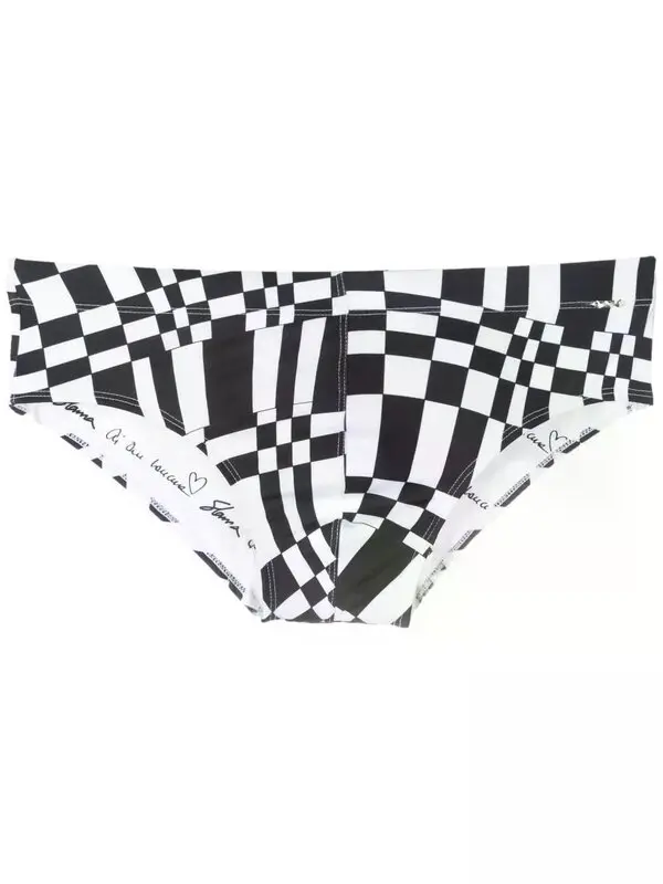 AMIR SLAMA Geometric-print Swim Trunks - Black