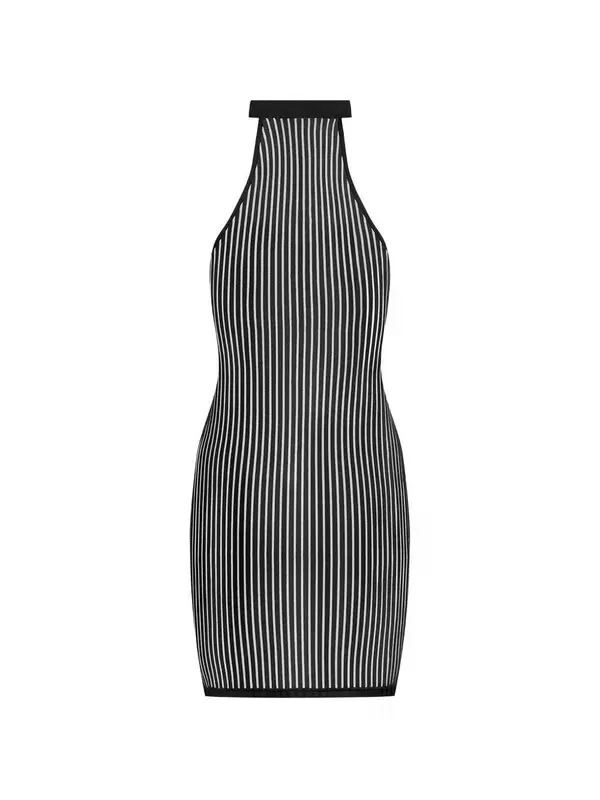 MAISON CLOSE Striped Mini Dress - Black