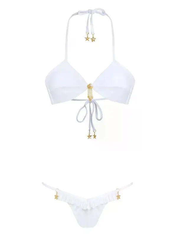 AMIR SLAMA X Jade Picon Starfish-charms Bikini - White