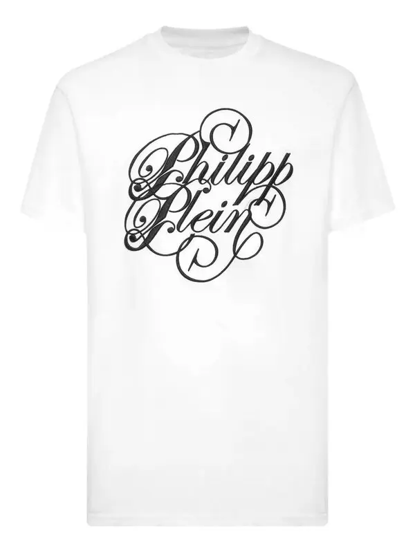 Philipp Plein Plein Coursive-embroidered T-shirt - White