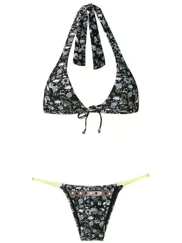 AMIR SLAMA Margarida Printed Bikini Set - Black