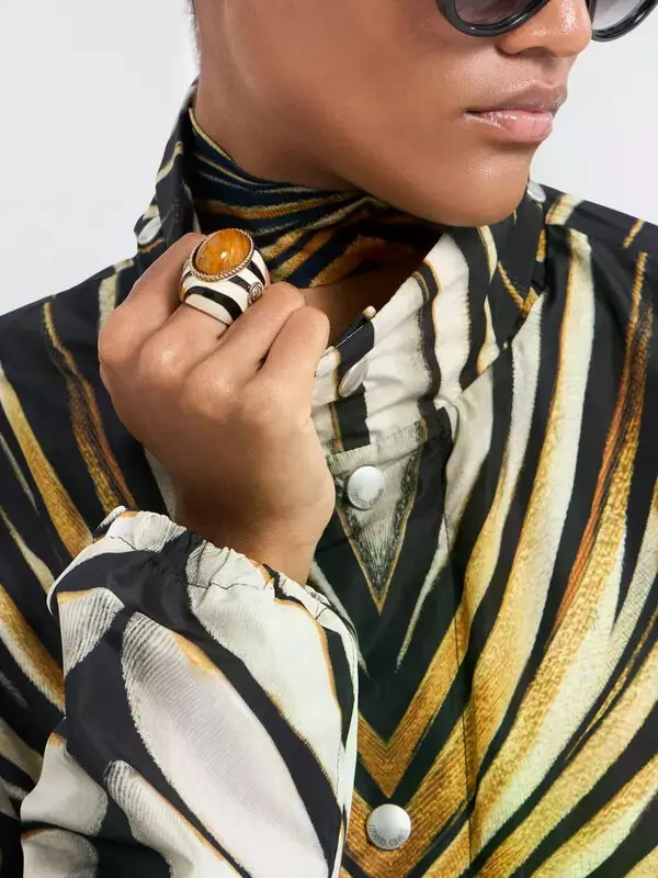 Roberto Cavalli Enameled Metal Ring