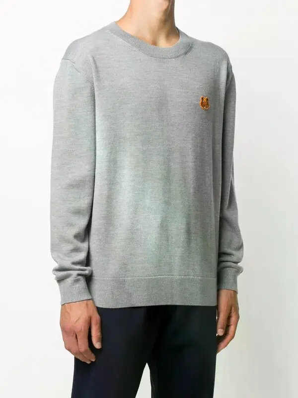 Kenzo Tiger Embroidered Crew Neck Jumper - Grey