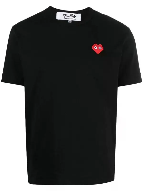 Play Comme Des Garcon Logo-patch Cotton T-shirt - Black