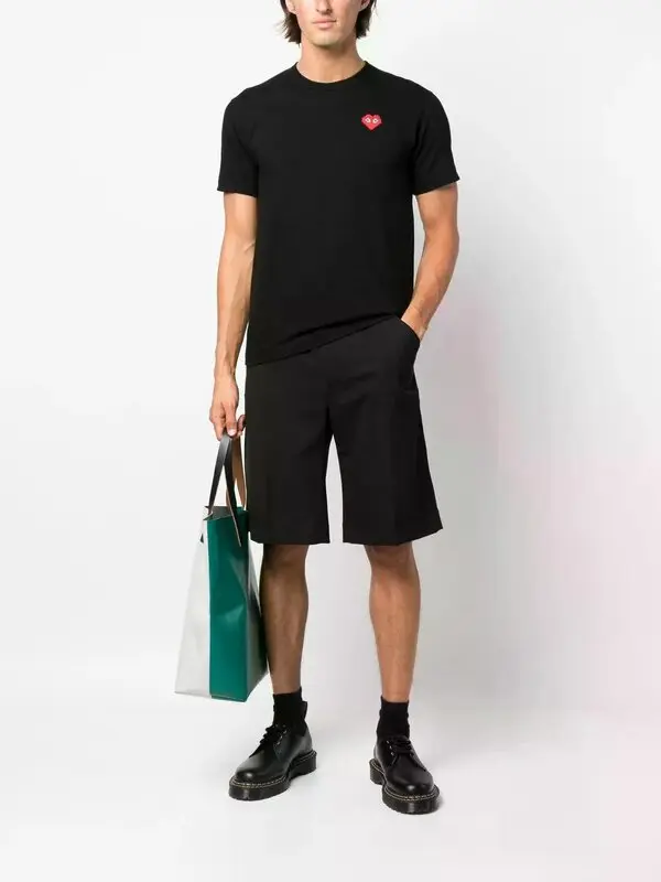 Play Comme Des Garcon Logo-patch Cotton T-shirt - Black
