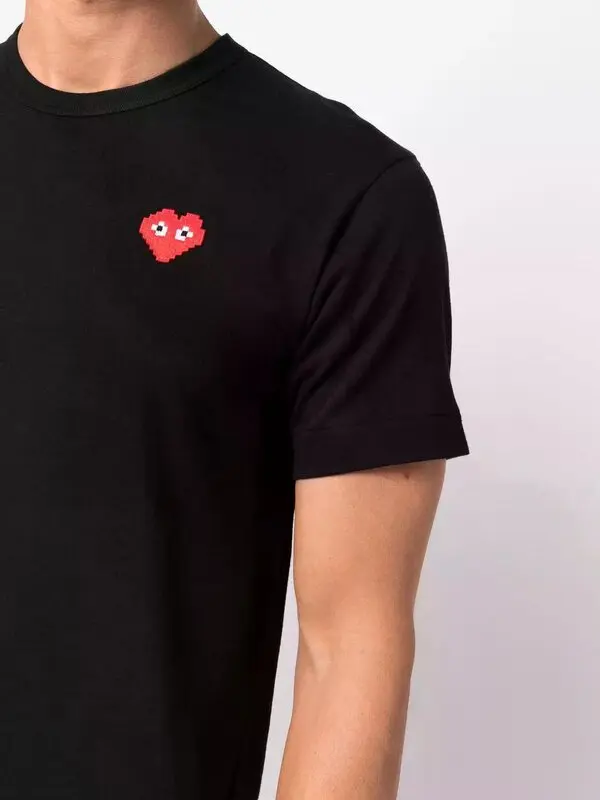 Play Comme Des Garcon Logo-patch Cotton T-shirt - Black
