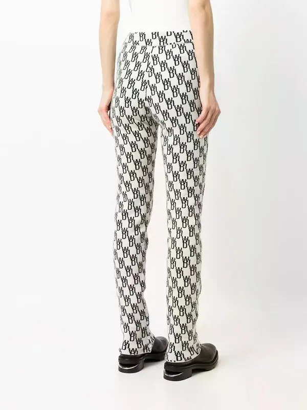 We11Done Logo Pattern Knitted Leggings - White