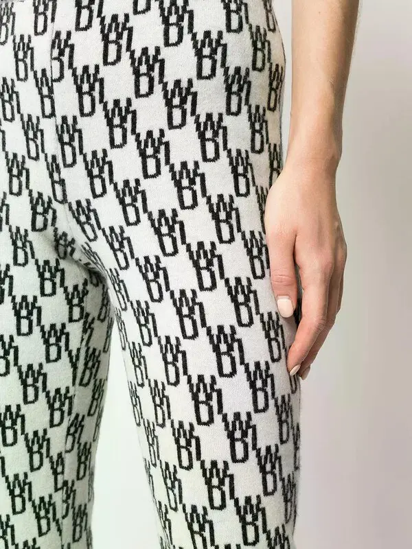 We11Done Logo Pattern Knitted Leggings - White