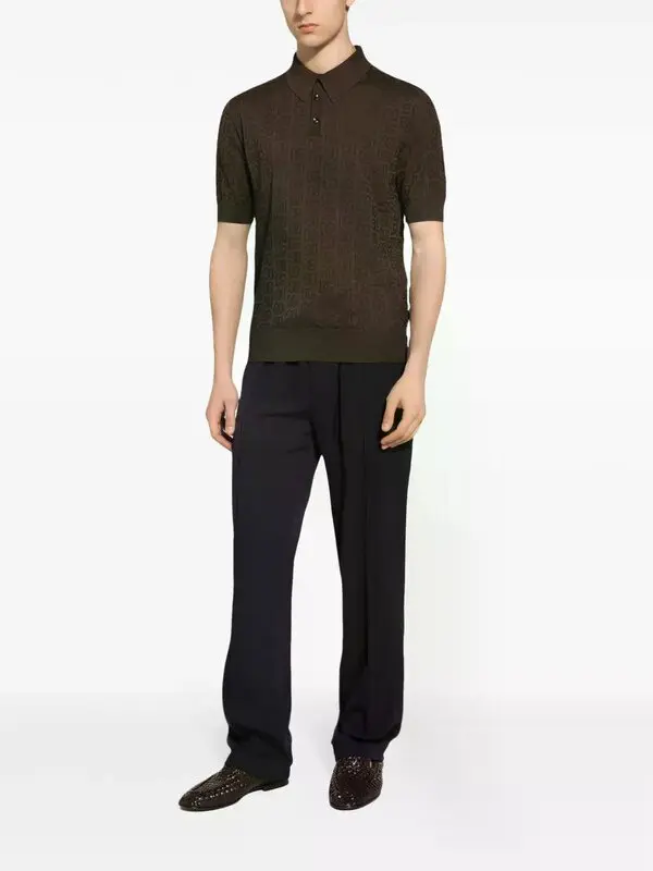 Dolce & Gabbana Monogram-jacquard Silk Polo Shirt