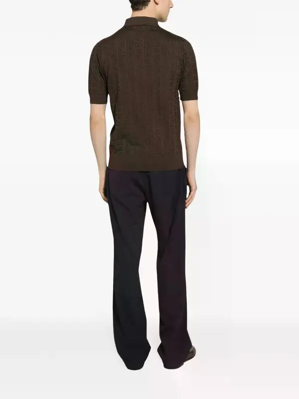 Dolce & Gabbana Monogram-jacquard Silk Polo Shirt