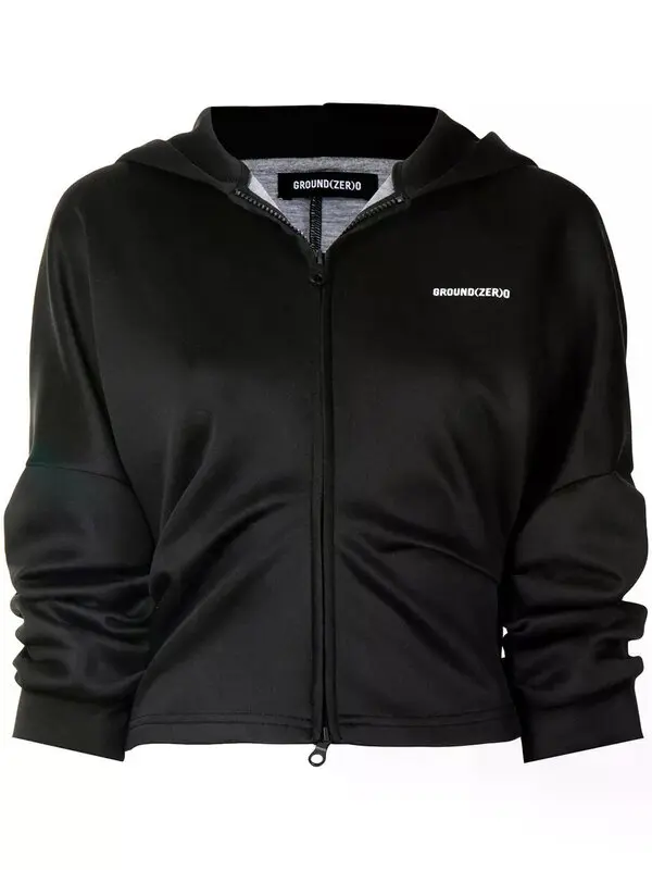 GROUND ZERO Draped-sleeve Zipped Hoodie