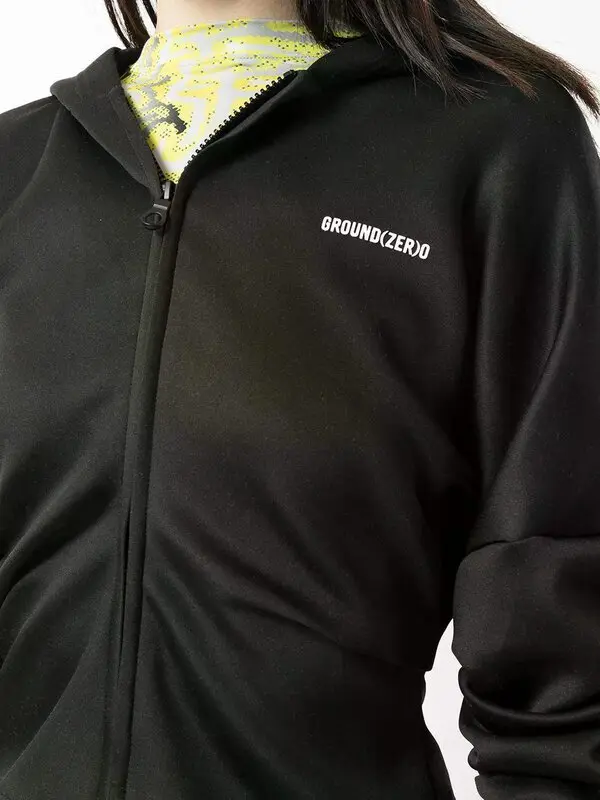 GROUND ZERO Draped-sleeve Zipped Hoodie