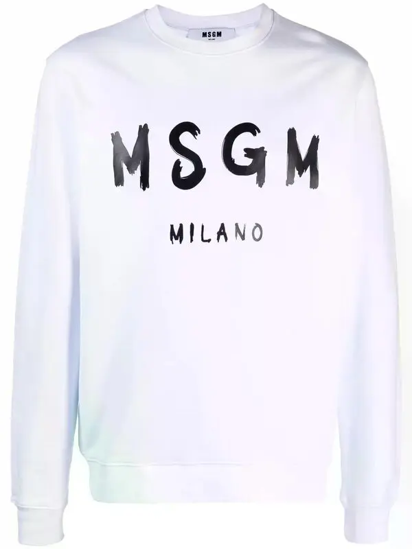 MSGM Logo-print Crew Neck Sweatshirt - White