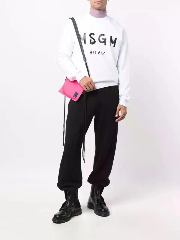 MSGM Logo-print Crew Neck Sweatshirt - White