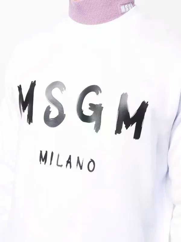 MSGM Logo-print Crew Neck Sweatshirt - White