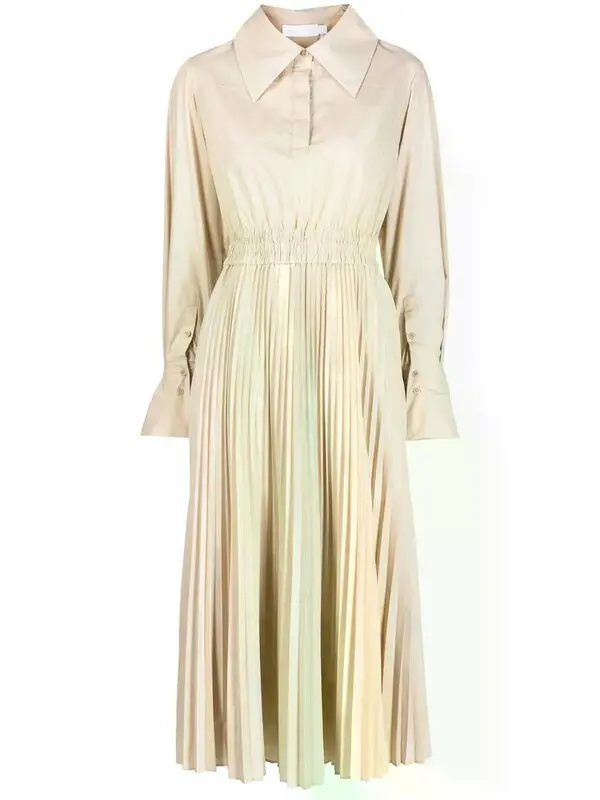 Simkhai Oversized-collar Pleated Shirt Dress