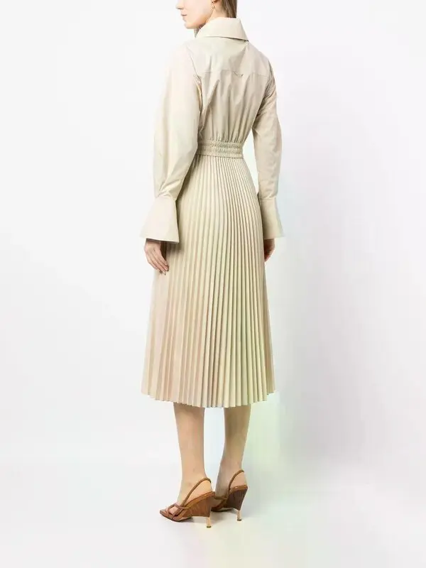 Simkhai Oversized-collar Pleated Shirt Dress