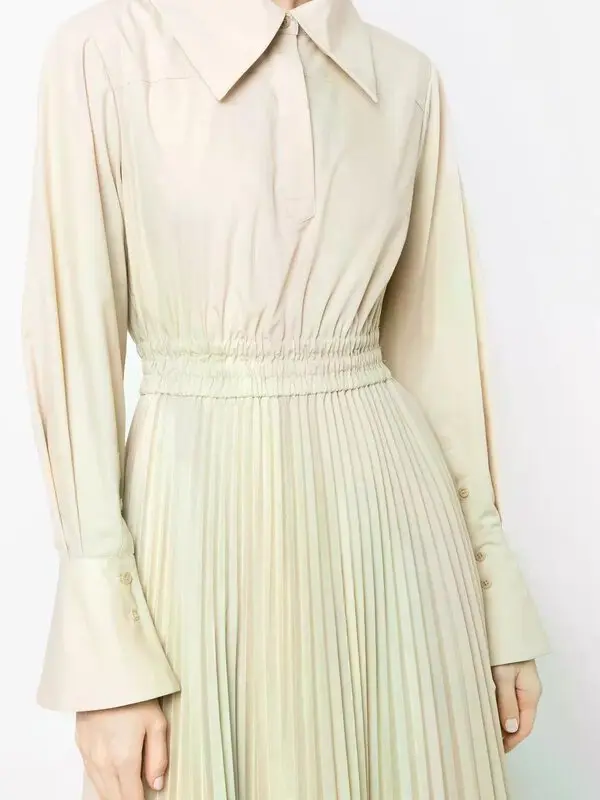 Simkhai Oversized-collar Pleated Shirt Dress