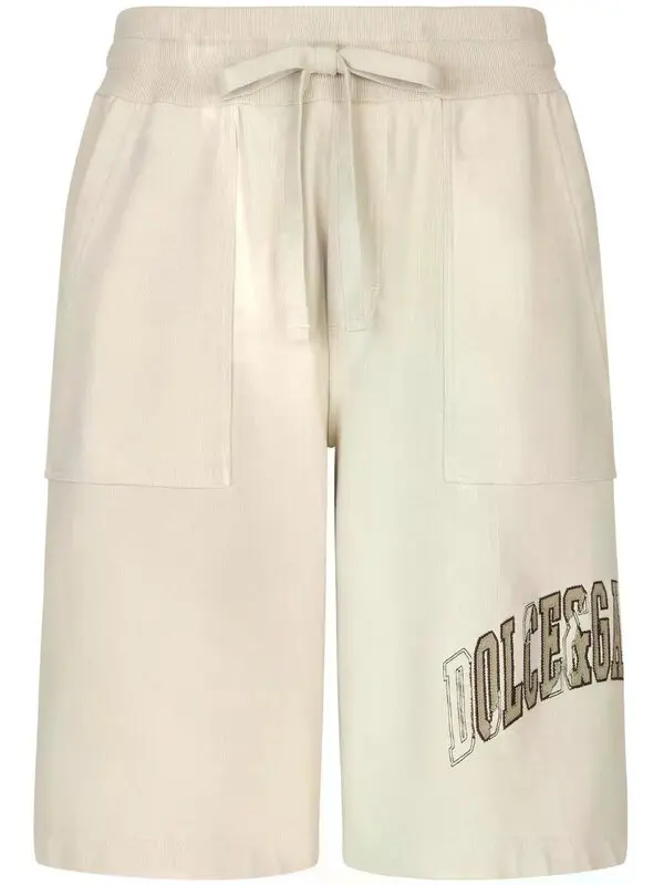 Dolce & Gabbana Logo-embroidered Cotton Track Shorts