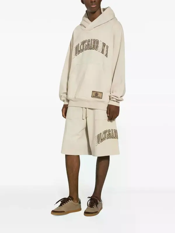 Dolce & Gabbana Logo-embroidered Cotton Track Shorts