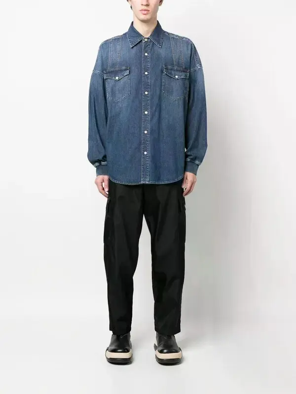Alexander McQueen Long-sleeved Buttoned Denim Shirt