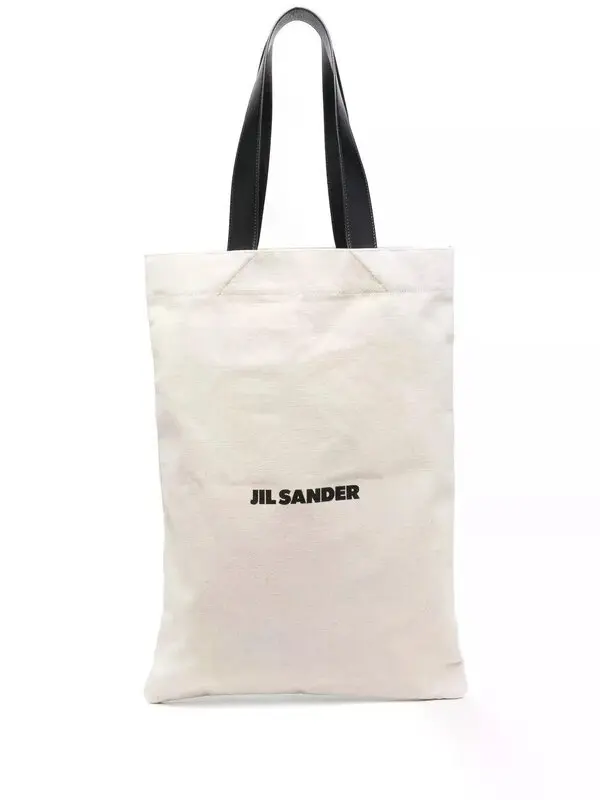 JIL SANDER Logo-print Linen Tote Bag - Neutrals