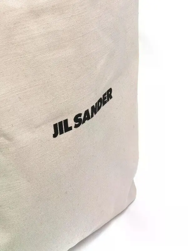 JIL SANDER Logo-print Linen Tote Bag - Neutrals